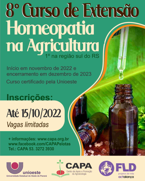 Curso de Extensão Homeopatia na Agricultura - Centro de Apoio e ...